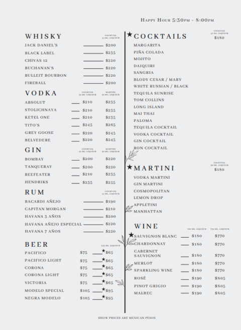 Signature Lounge Happy Hour Menu | Insider WiFi